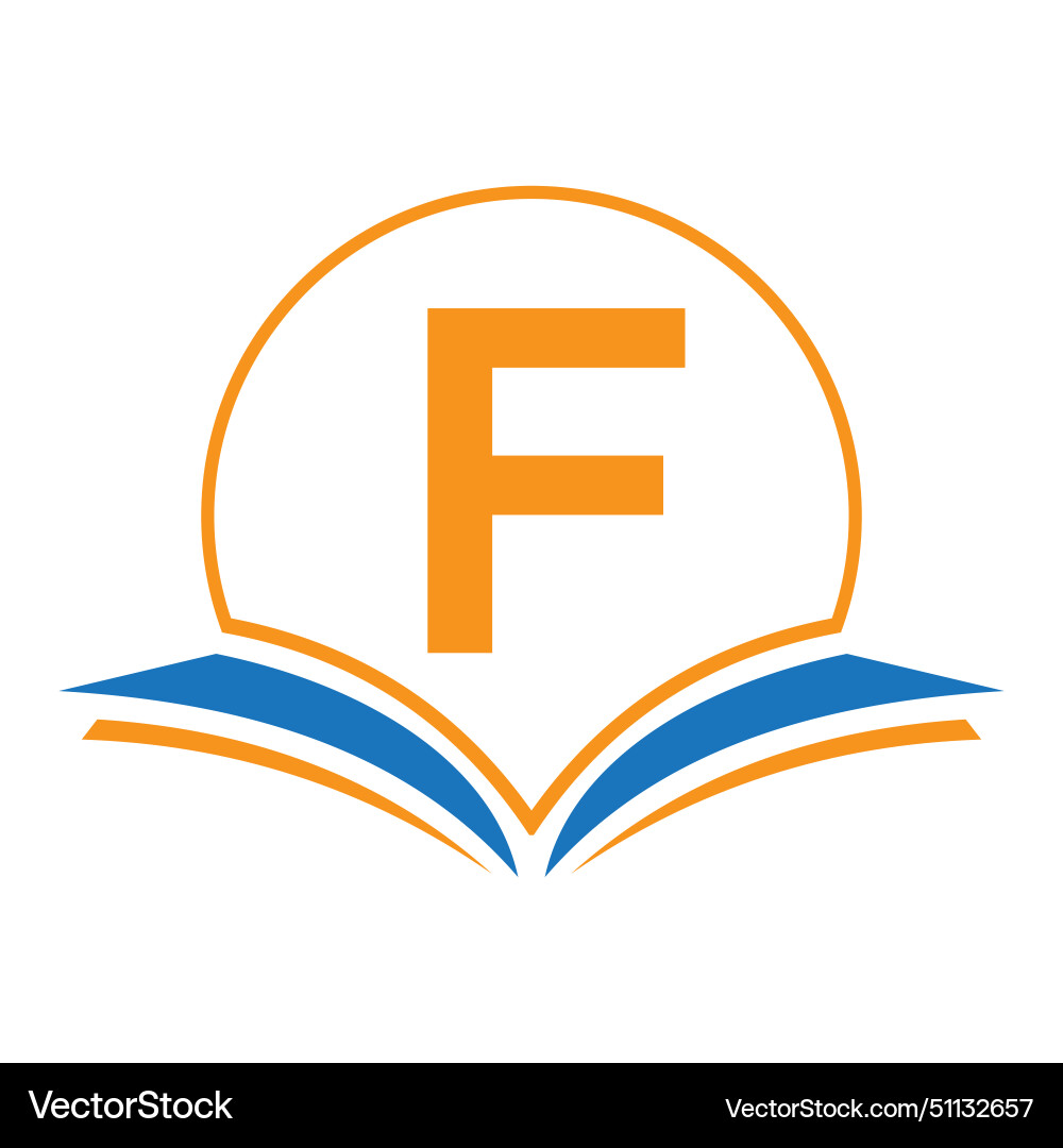 Monogram education logo on letter f concept Vector Image