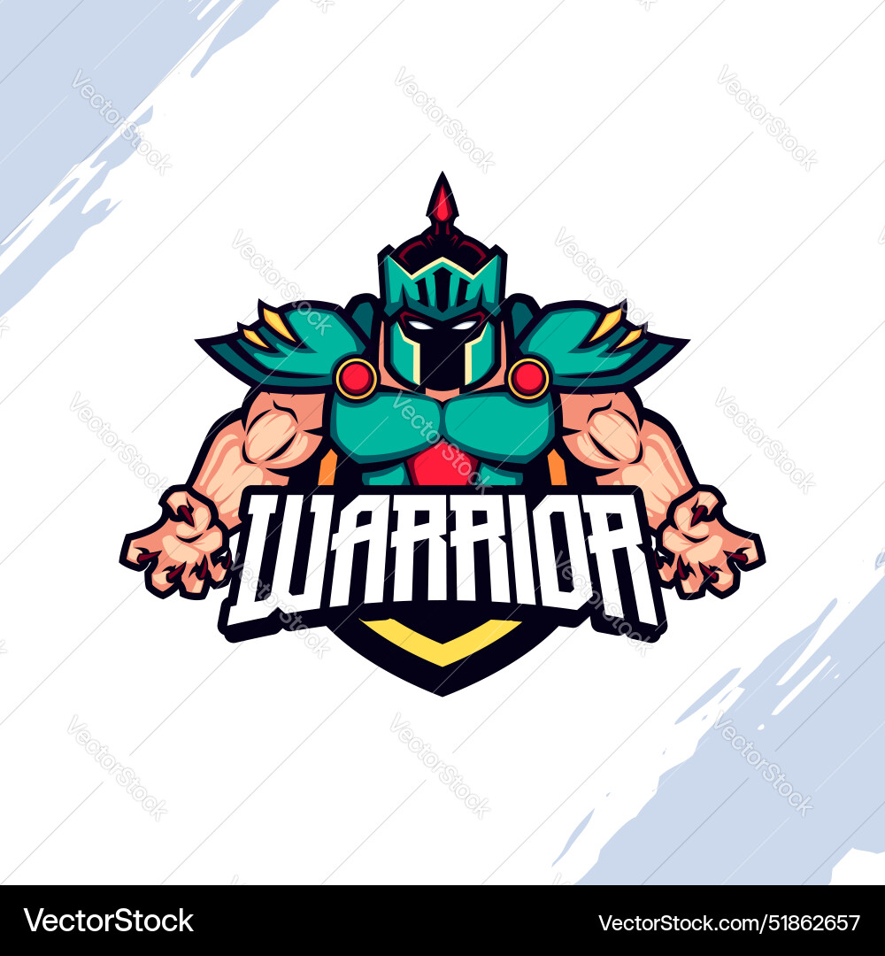 Muscular warrior in green armor mascot Royalty Free Vector