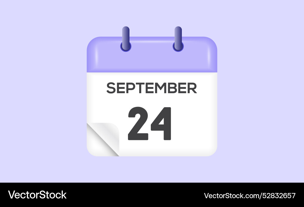 September 24 - calendar and time planner daily Vector Image