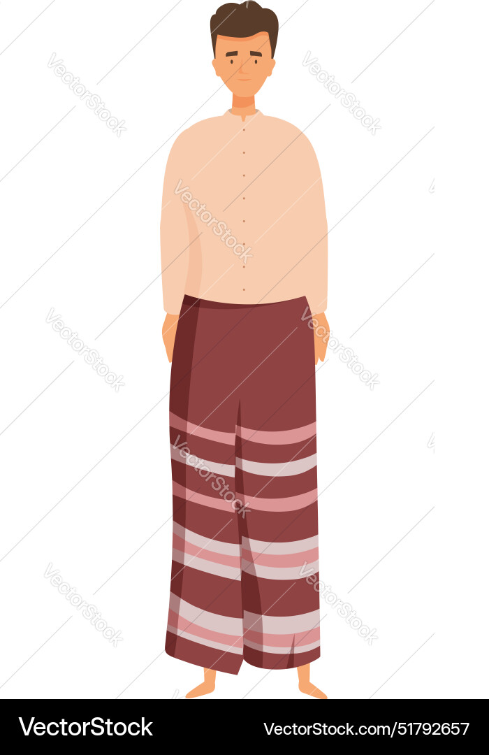 Young man wearing traditional burmese longyi Vector Image
