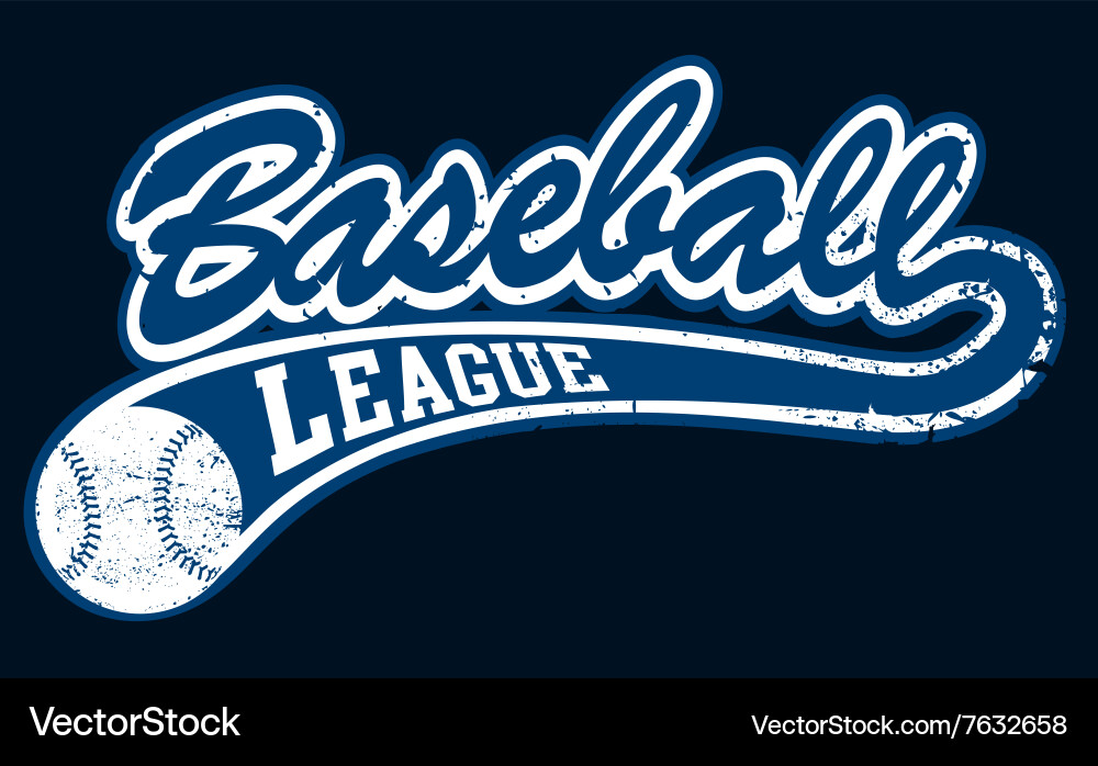 Blue baseball league banner with ball Royalty Free Vector