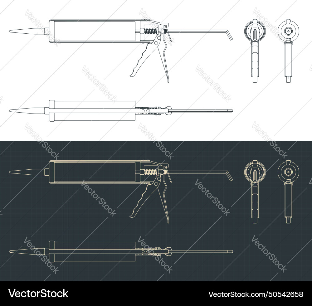 Caulking gun blueprints Royalty Free Vector Image