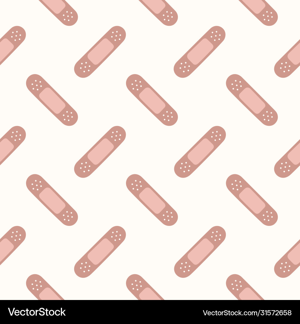 Cute hand drawn adhesive bandage seamless pattern Vector Image