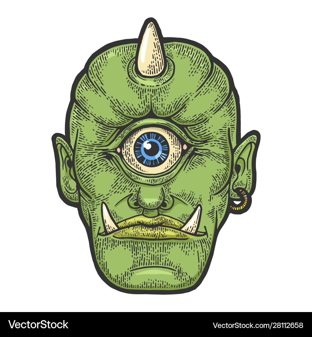 Cyclop myth creature sketch engraving Royalty Free Vector