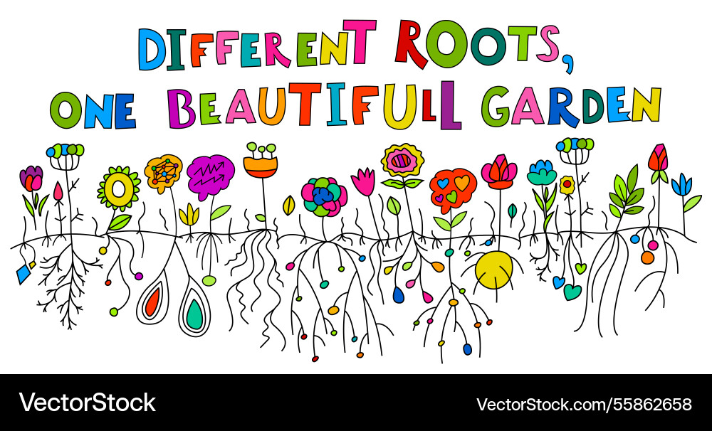 Different roots one beautiful garden embrace Vector Image