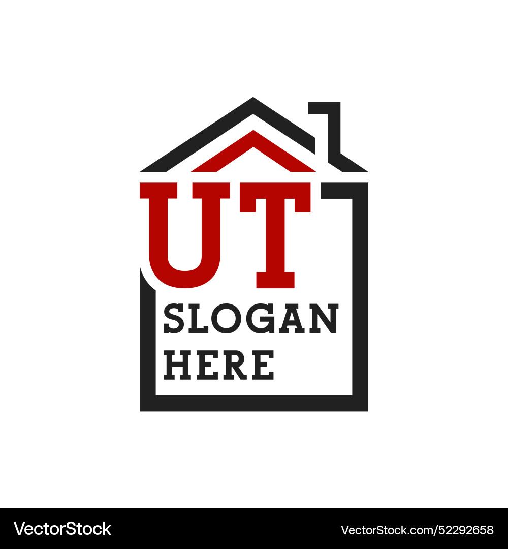 Initial ut house logo for roofing letter real Vector Image