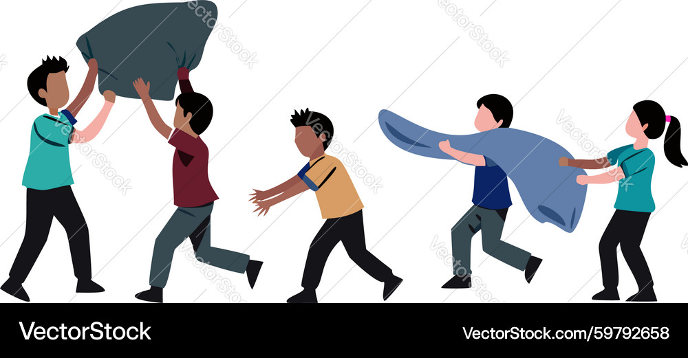 Kids Teamwork Race Fun Royalty Free Vector Image
