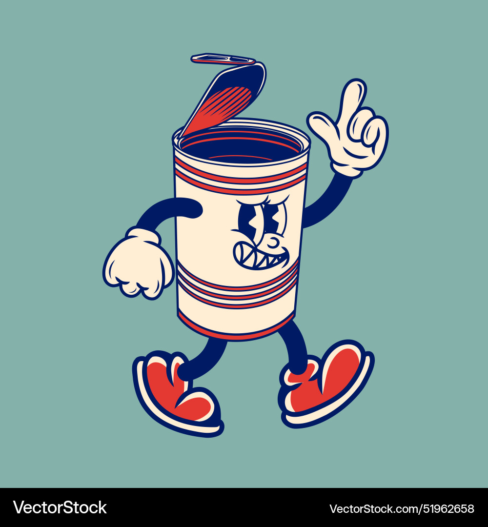Retro character design from tin can Royalty Free Vector