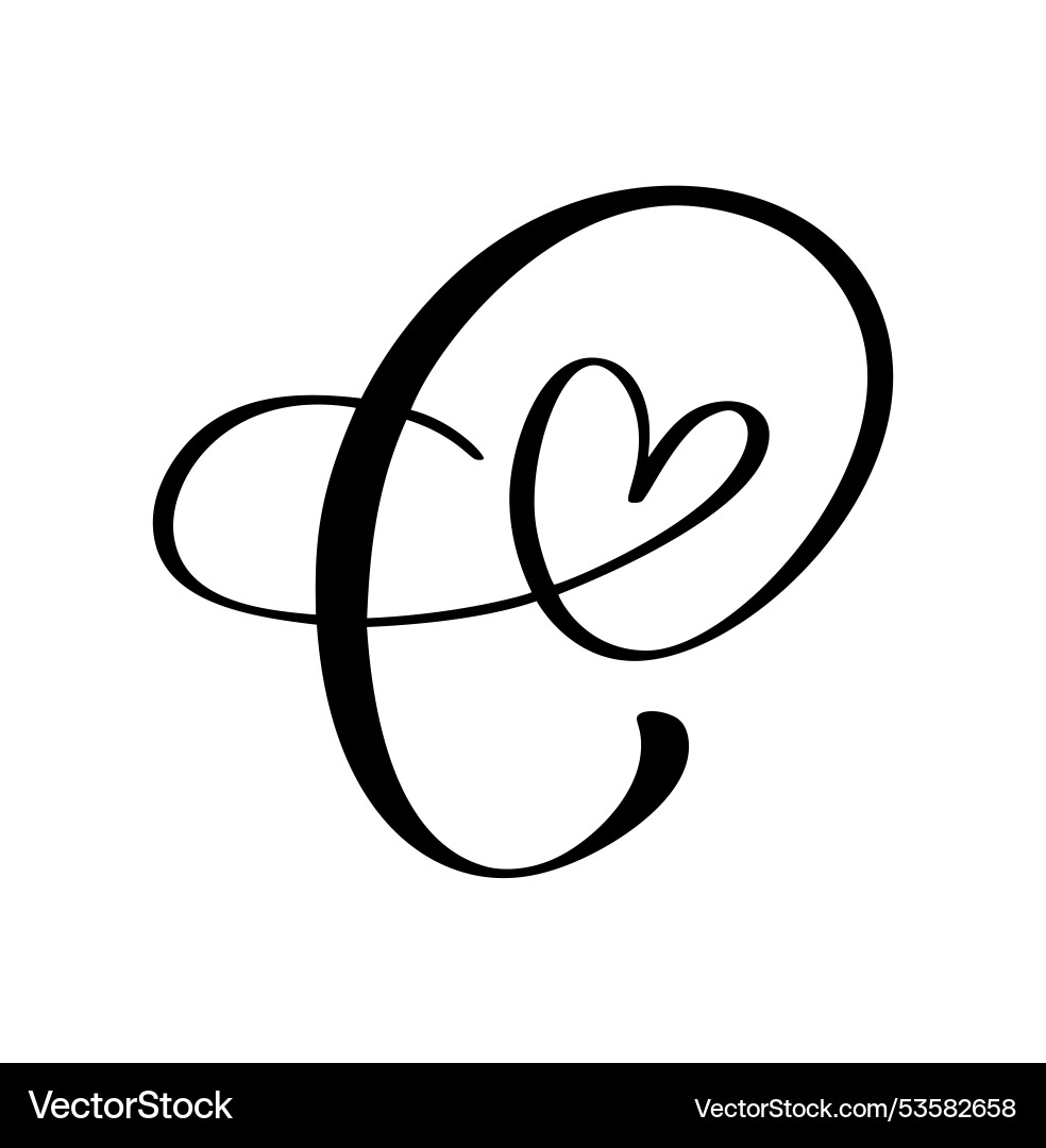 Script capital font logo calligraphy love letter c