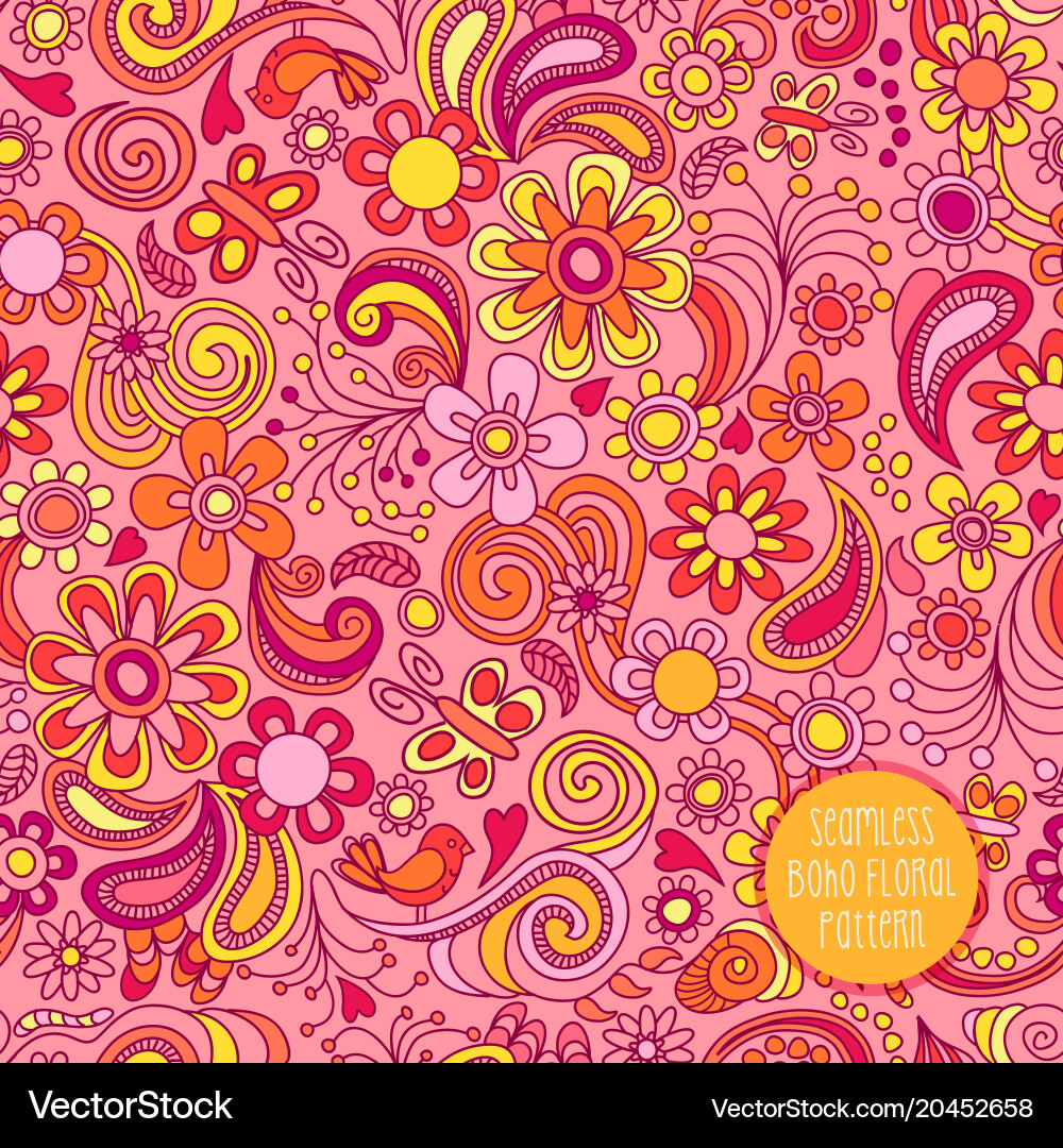 Seamless boho floral pattern Royalty Free Vector Image