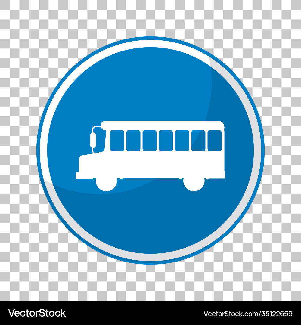Blue bus stop sign with stand isolated Royalty Free Vector