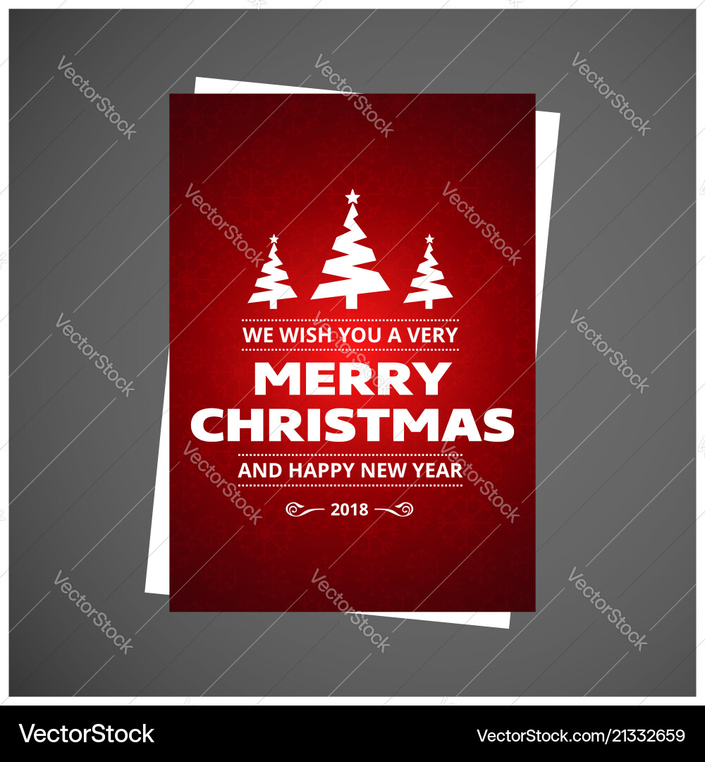 Christmas card with red pattern background Vector Image
