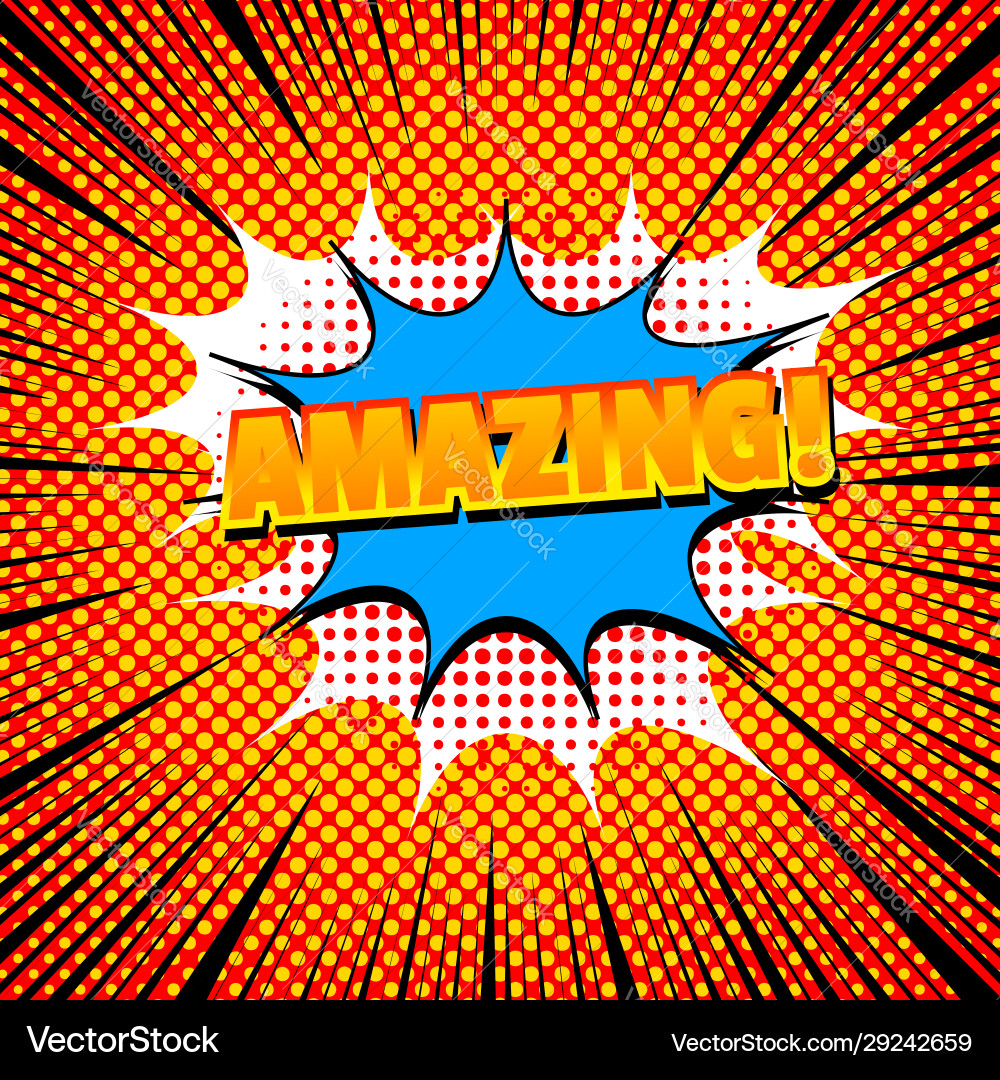Comic amazing wording template Royalty Free Vector Image