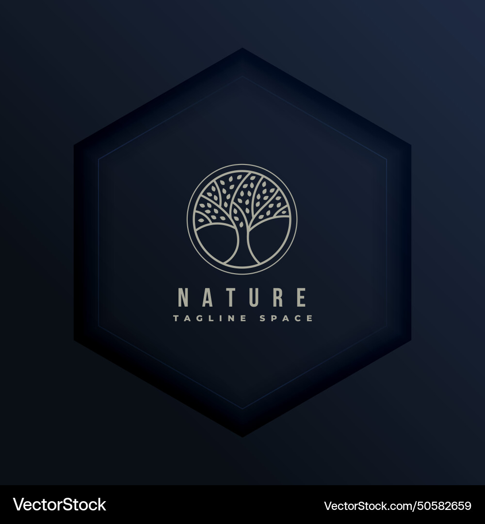 Elegant natural tree logo icon template Royalty Free Vector