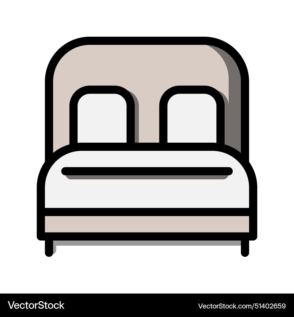 Hotel bedroom flat icon symbol bed editable Vector Image