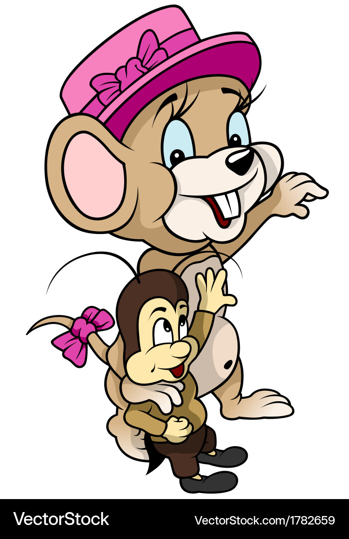 Little mouse and cricket Royalty Free Vector Image