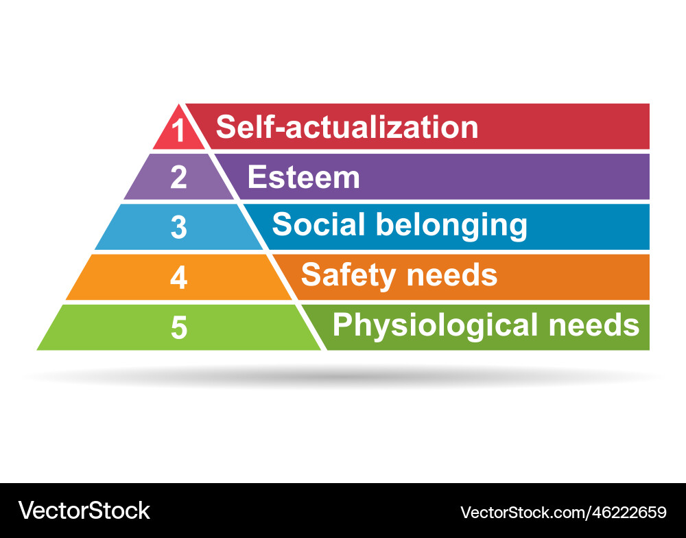 Maslow pyramid hierarchy of needs shadow Vector Image