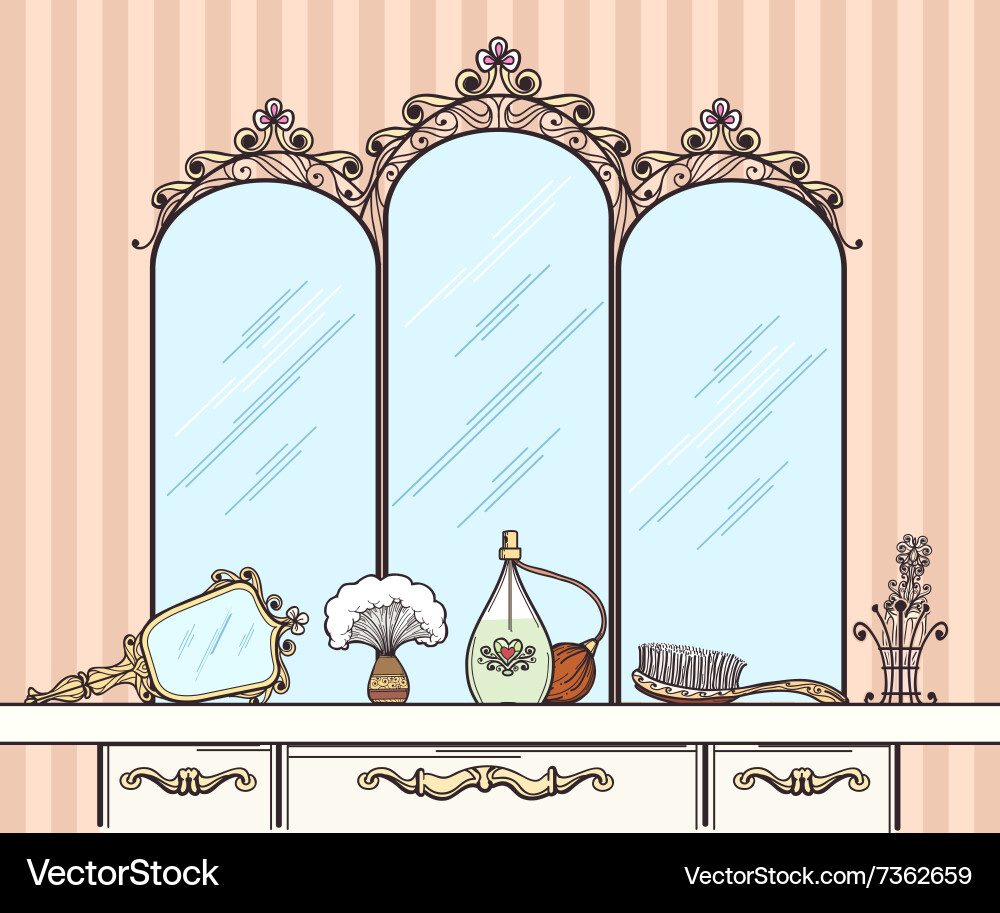 Retro dressing table Royalty Free Vector Image