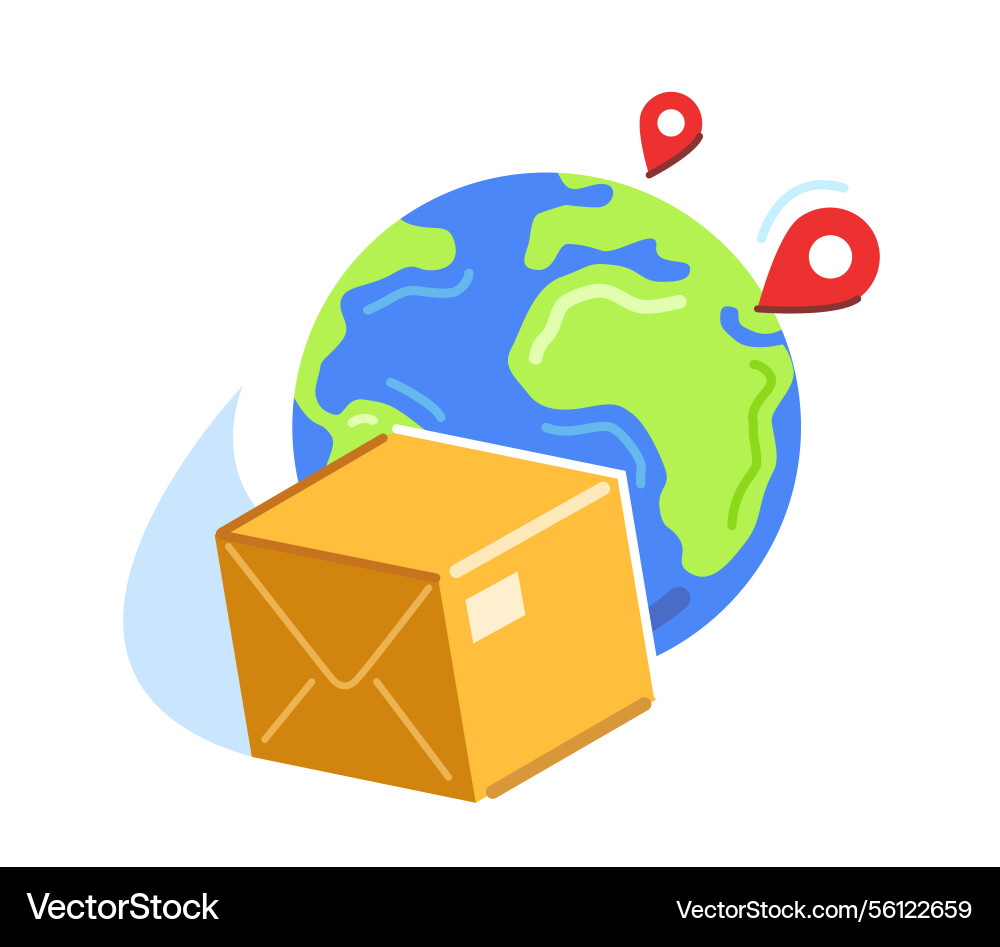 Worldwide delivery service cargo parcel box Vector Image