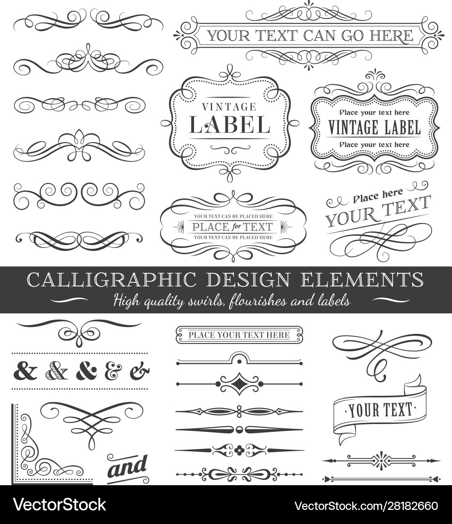 Elegant Filigree Flourish Set Royalty Free Vector Image