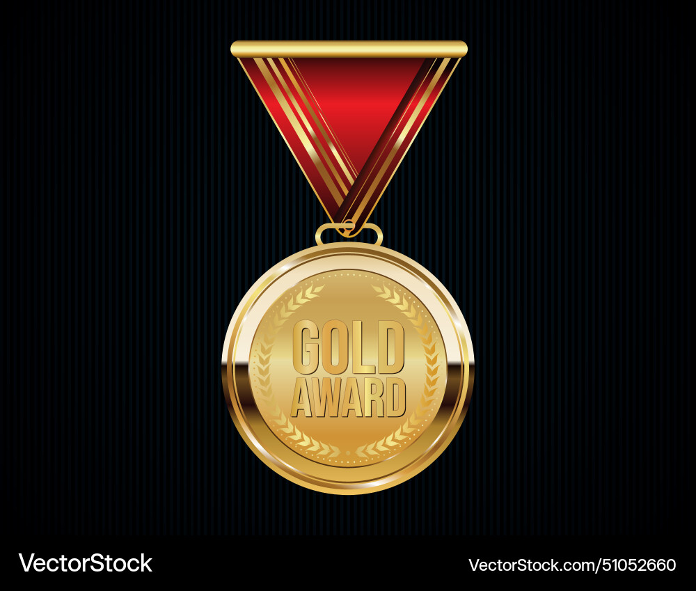 Gold award badge on black background Royalty Free Vector