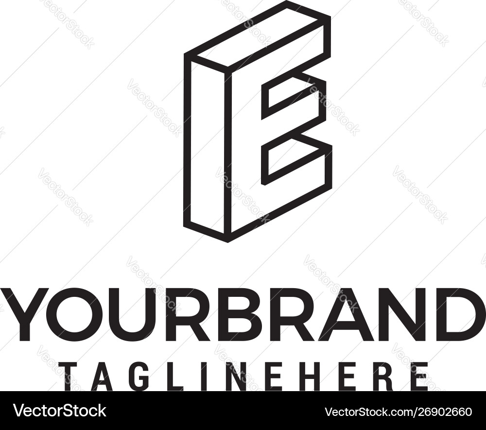 Letter e logo 3d isometric lines geometric shape Vector Image