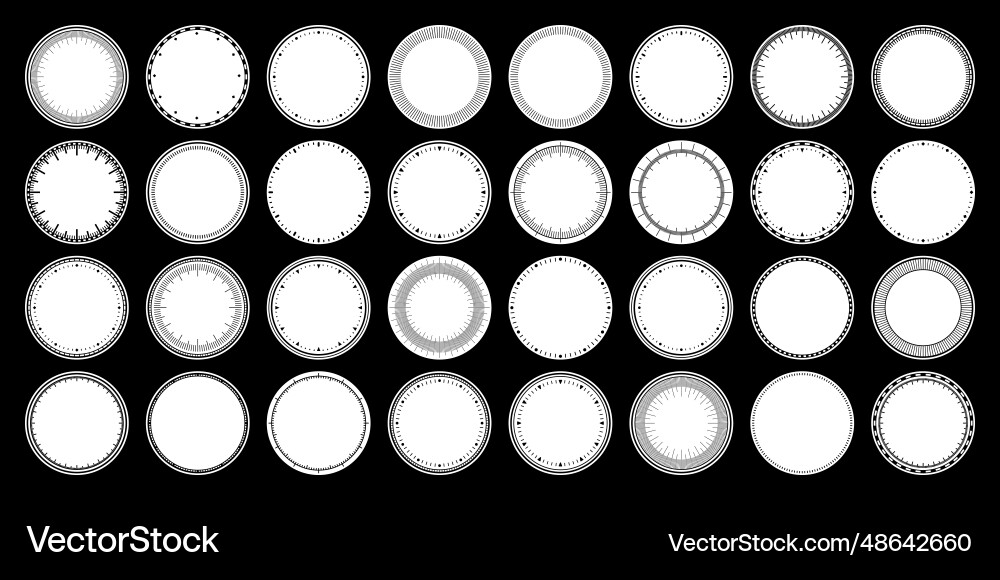 Mechanical clock faces bezel watch dial Royalty Free Vector