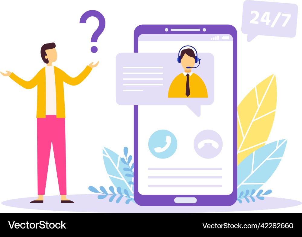 Online assistant support service and call center Vector Image