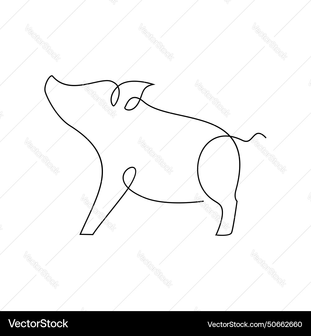 Pig single line drawing Royalty Free Vector Image