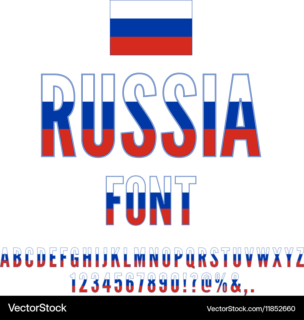 Russia flag font Royalty Free Vector Image - VectorStock