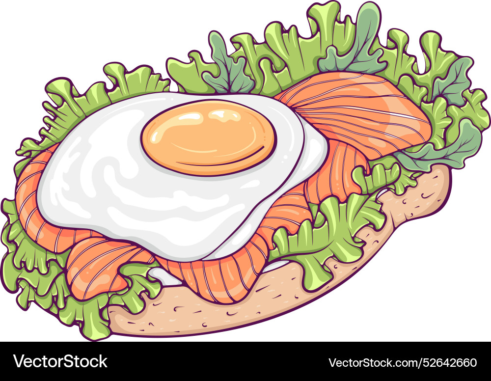 Sandwich with egg and fish color Royalty Free Vector Image