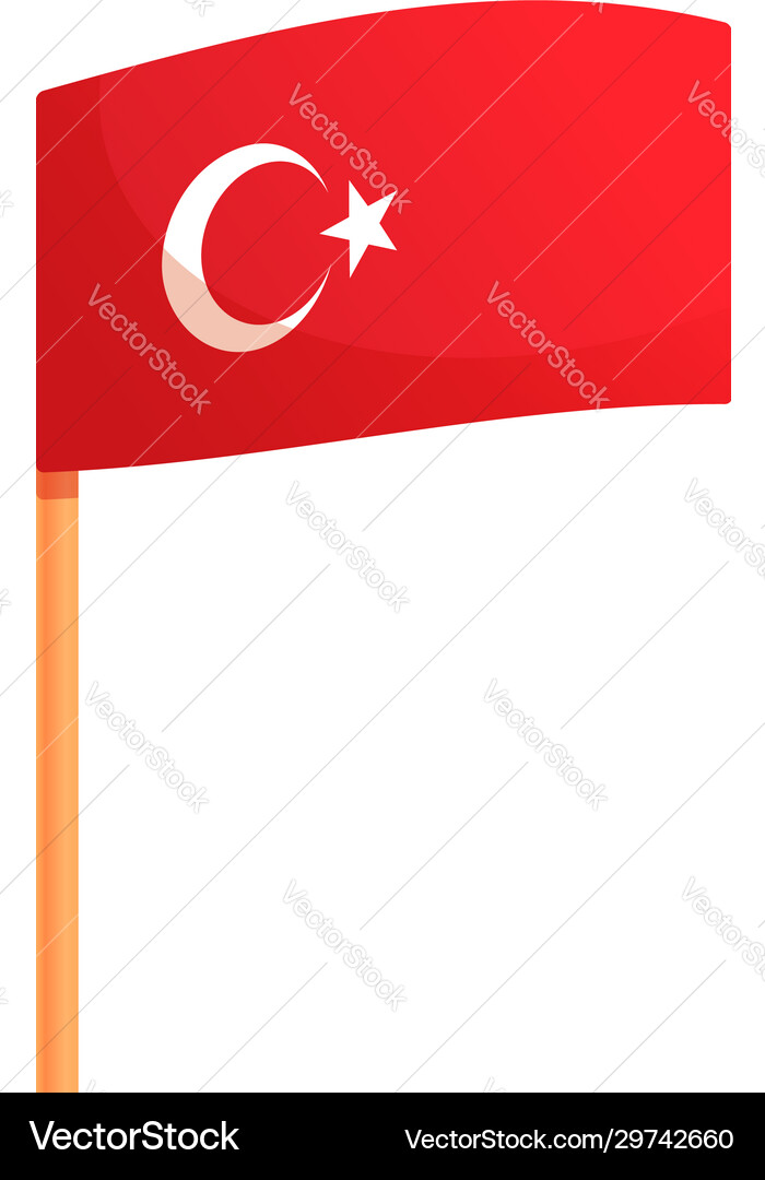Turkish flag icon cartoon style Royalty Free Vector Image