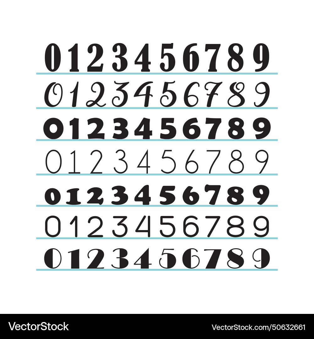 Abstract black isolated silhouette numbers set Vector Image