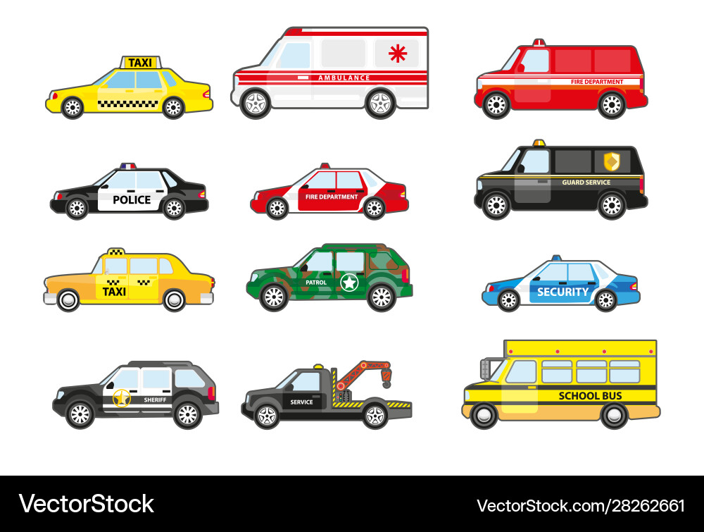 Emergency & Public Service Vehicles Royalty Free Vector