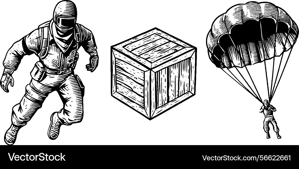 Engraved set of battle royale Royalty Free Vector Image