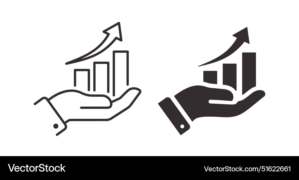Graphic icon of a hand supporting growth chart Vector Image