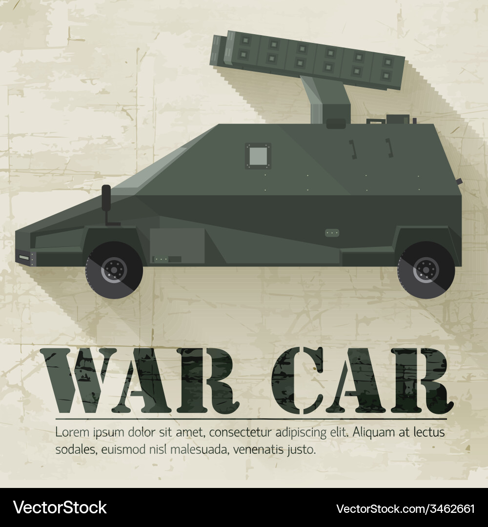 Grunge military war car icon background concept Vector Image