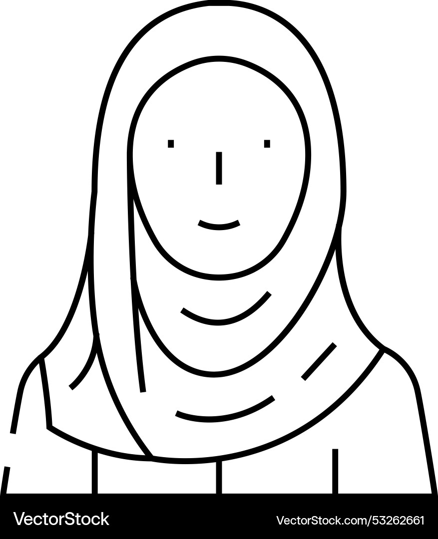 Hijab headscarf islam line icon Royalty Free Vector Image