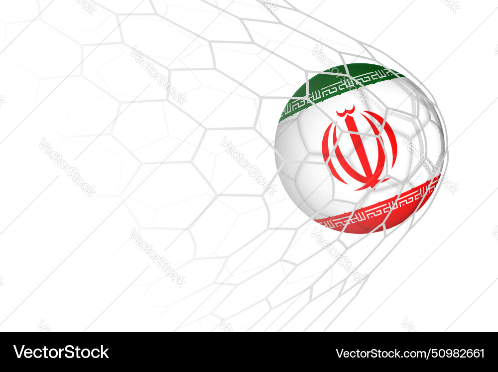 Iran flag soccer ball in net Royalty Free Vector Image