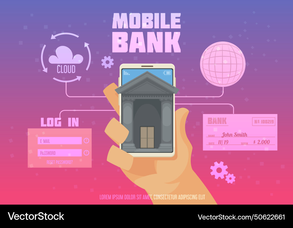 Mobile bank poster Royalty Free Vector Image - VectorStock