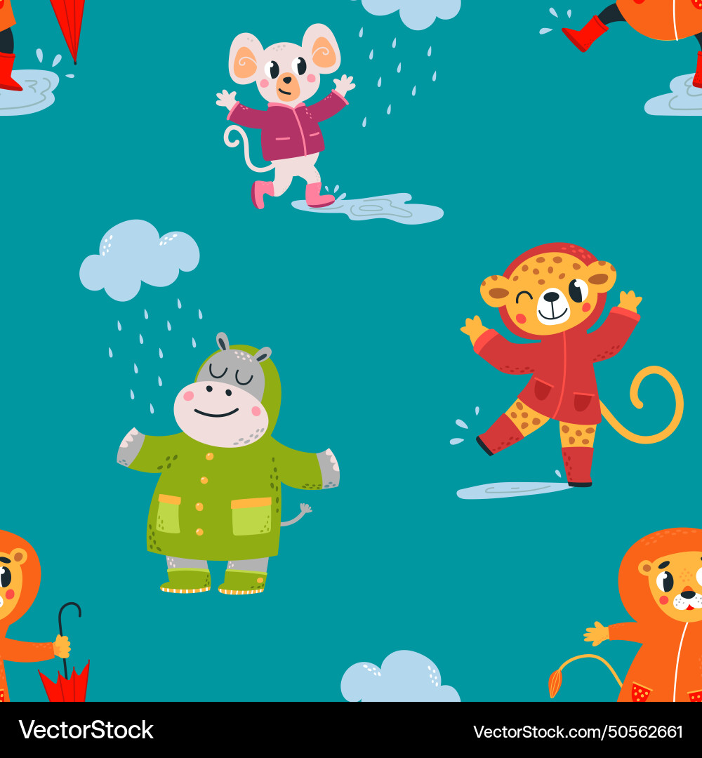 Rainy characters seamless pattern adorable Vector Image