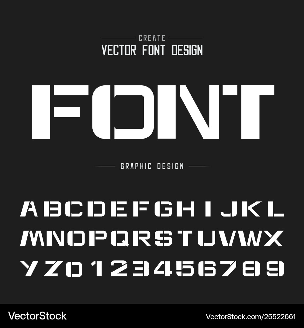 Tech bold font and alphabet technology design Vector Image