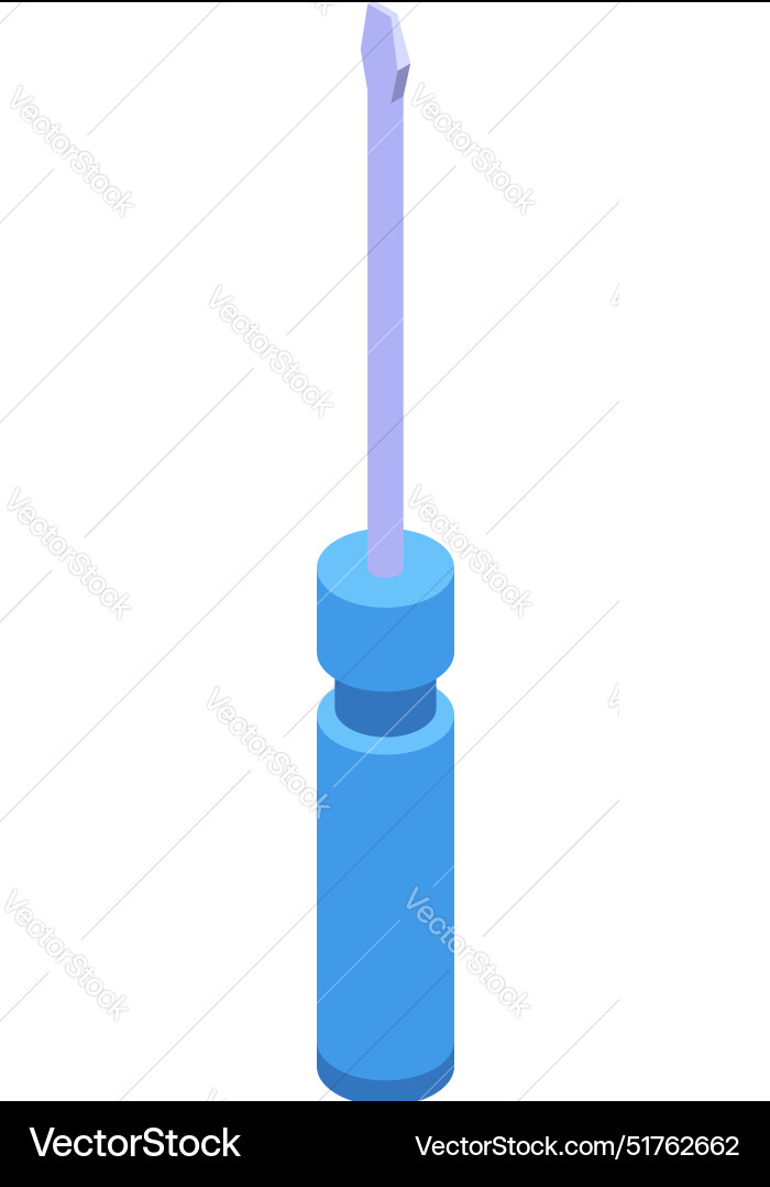 Blue screwdriver standing upright isometric Vector Image