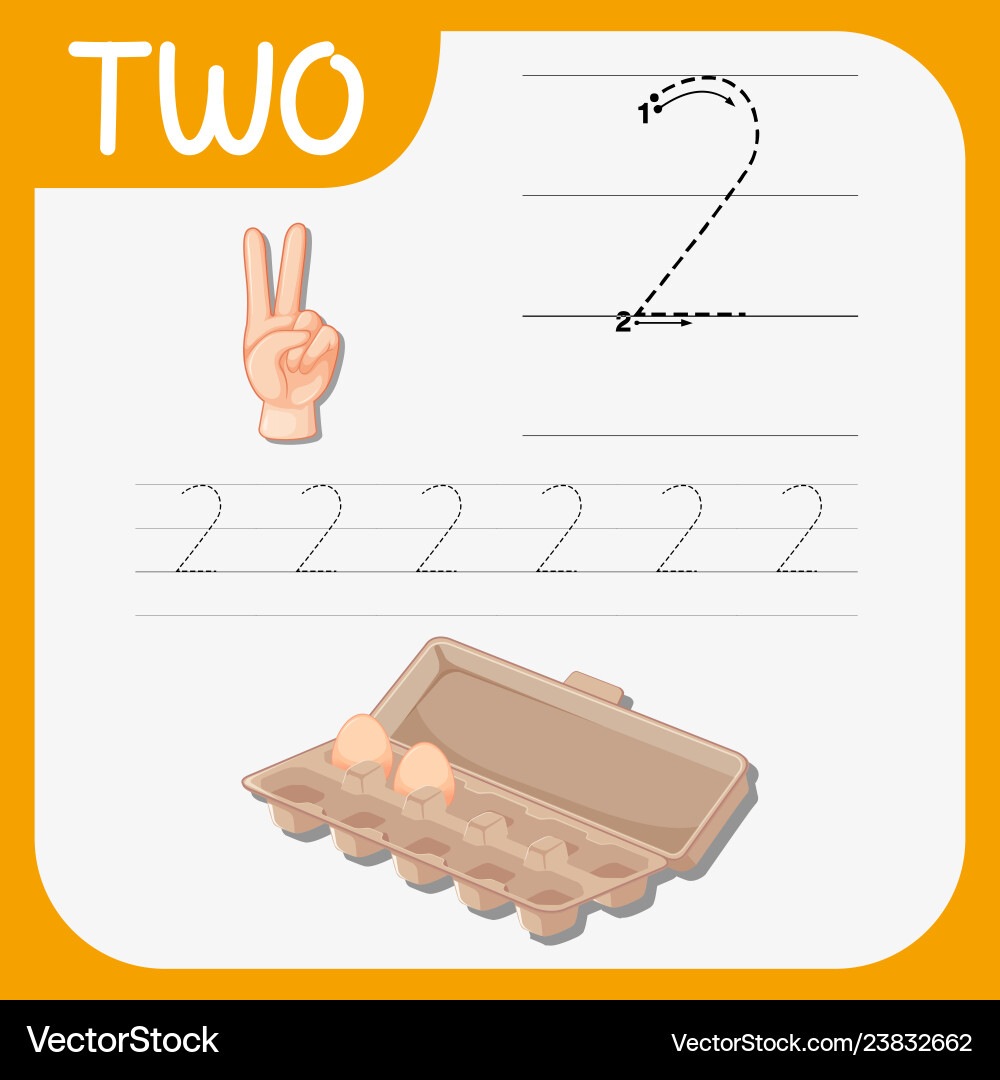Counting to 10 for the number 2 Royalty Free Vector Image