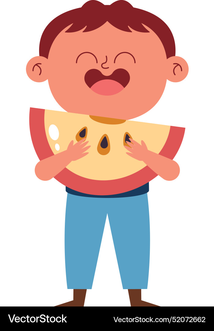 Cute boy eating apple cartoon Royalty Free Vector Image
