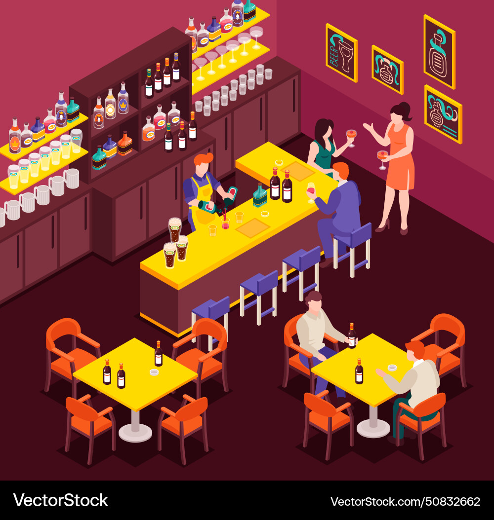 Isometric barman Royalty Free Vector Image - VectorStock