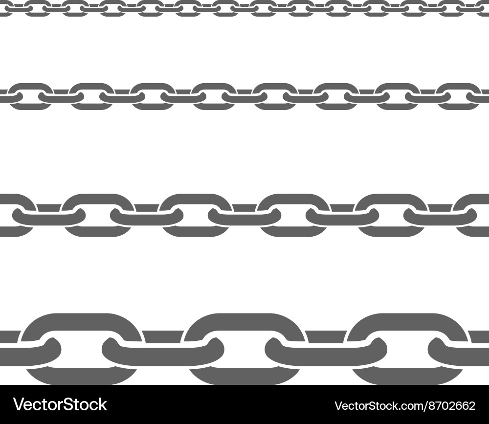 Metal chains horizontal flat patterns set Vector Image