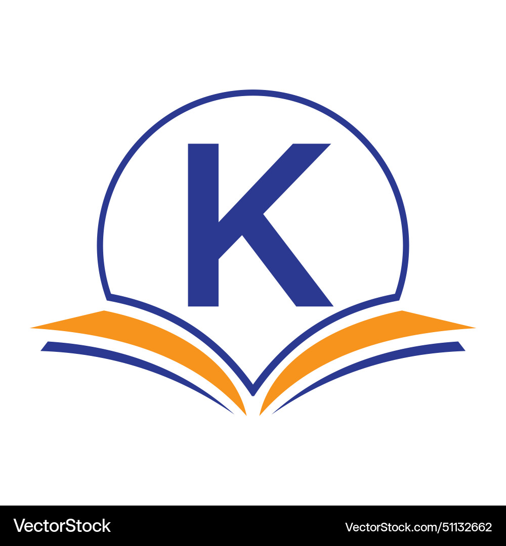 Monogram education logo on letter k concept Vector Image