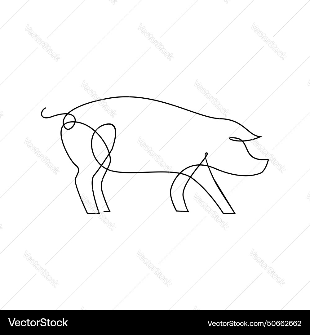 Pig single line drawing Royalty Free Vector Image
