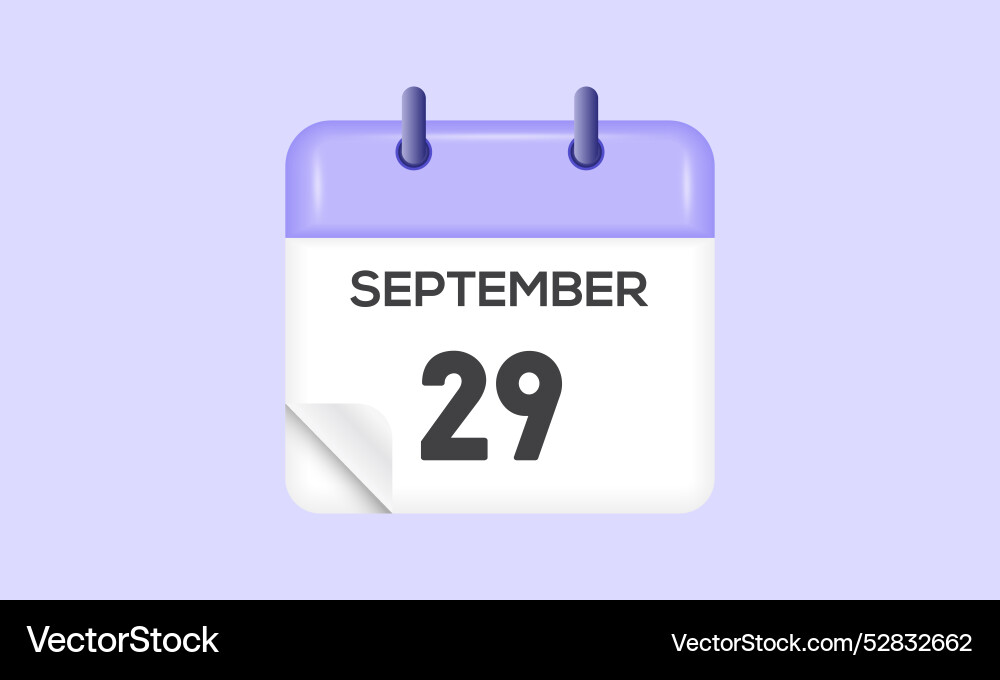 September 29 - calendar and time planner daily Vector Image